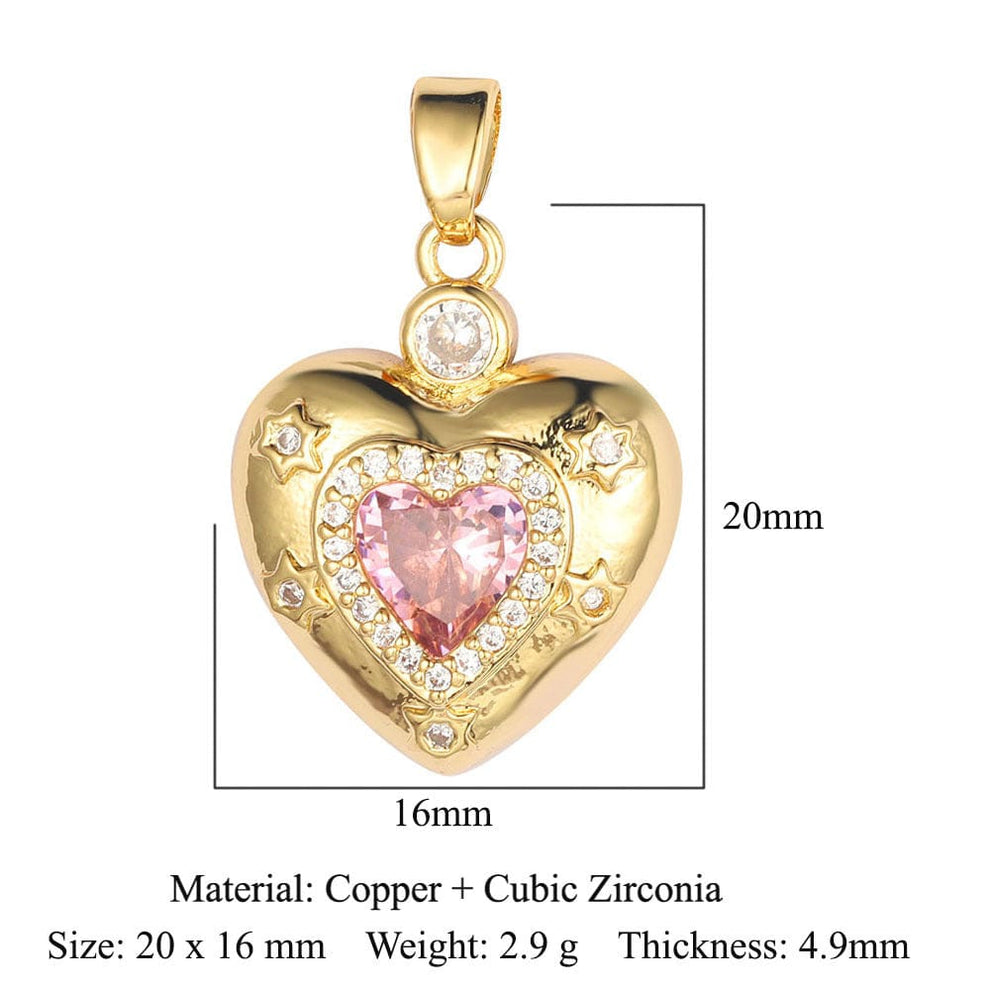 Charming Pink Crystal Heart Chain Necklace SK592 – Sukikawaii
